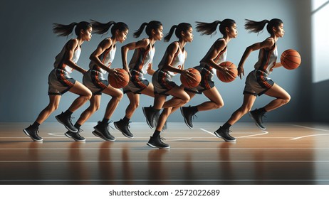 Basketball Player Side View Sequence Running AI-generated image ...