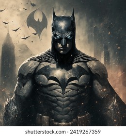 Batman Front Position Realistic Style Challenging AI-generated image ...