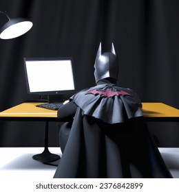 Batman Sitting Front Computer AI-generated image 2376842631 | Shutterstock