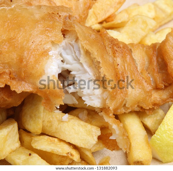 Battered Cod Fish Fillet Chunky Chips Stock Photo (Edit Now) 131882093