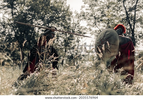 Battle Spear Sword Between Two Ancient Stock Photo 2035576964 ...