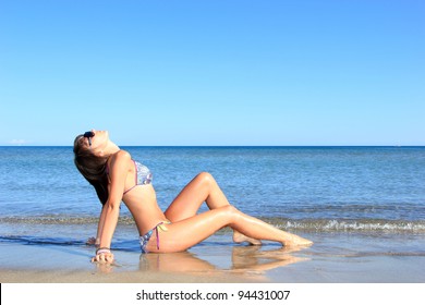 Beautiful Bikini Model Posing On Beach Stock Photo 94431007 Shutterstock