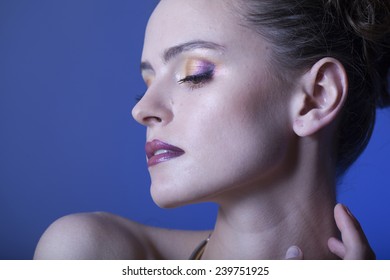 Beautiful Model Blue Background Stock Photo 239751940 | Shutterstock