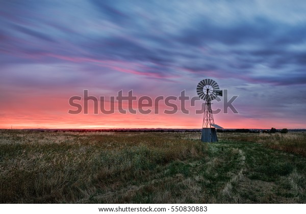 Beautiful Sunset Falling Behind Windmill Stock Photo (Edit Now) 550830883