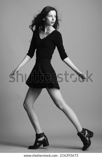 Beautiful Young Model Posing Studio Different Stock Photo 216393673 ...