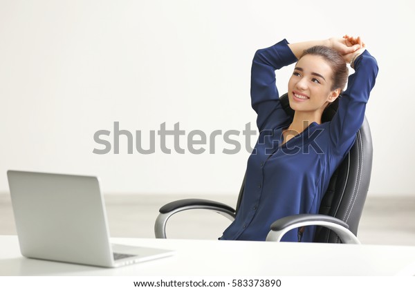 Beautiful Young Woman Resting After Work Stock Photo 583373890 ... Beautiful Young Woman Resting After Work Stock Photo 583373890 ...