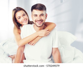 Woman Embracing Her Partner Bed Foto de stock 1167121951 | Shutterstock