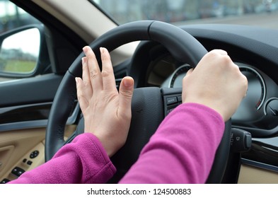 Beeping Car Driver Stock Photo (Edit Now) 124503406