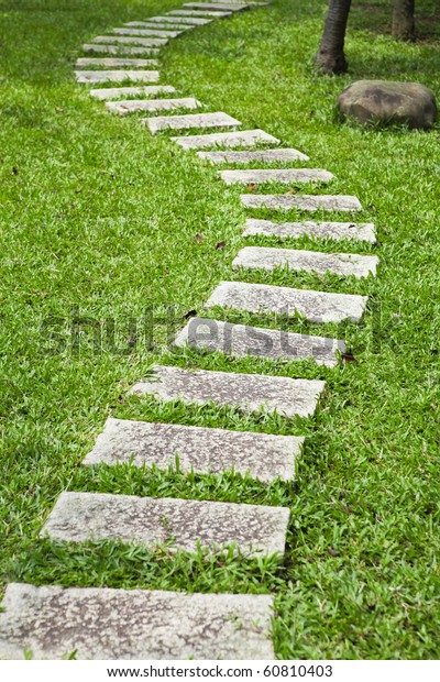 Bending Garden Stone Path Stock Photo 60810403 | Shutterstock