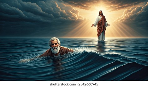 Biblical Image Peter Addressing Jesus Walking AI-generated image ...