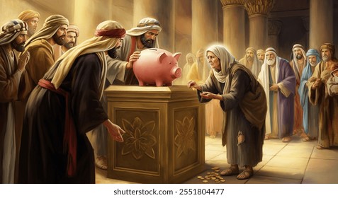 Biblical Image Scene Inside Temple Wealthy Gambar yang dibuat AI ...
