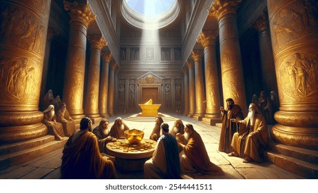 Biblical Scene Inside Temple Table Having AI-generated image 2544441611 ...