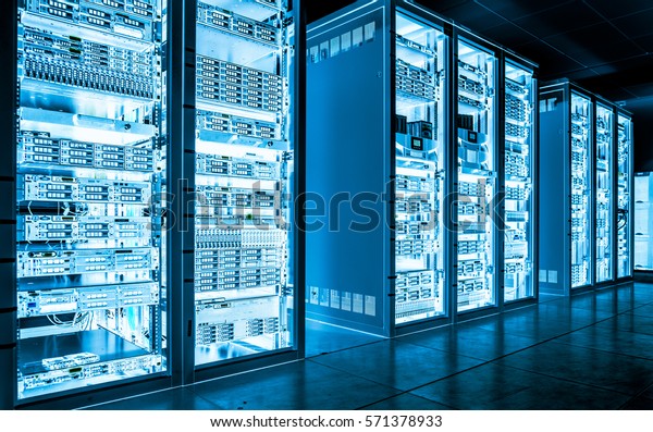 Big Data Dark Server Room Bright Stock Photo (Edit Now) 571378933