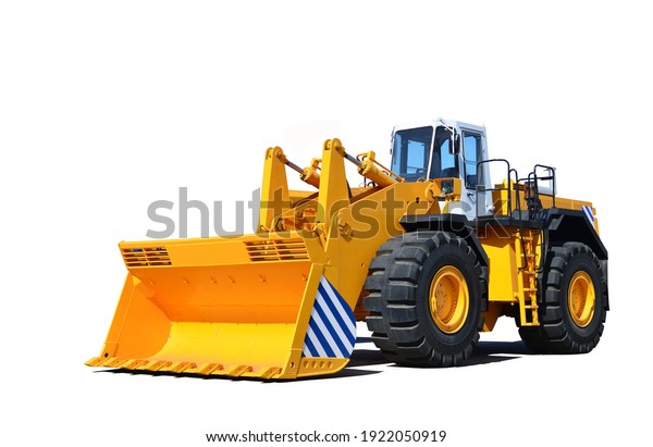 Cargador frontal amarillo grande o bulldozer de todas las ruedas ...