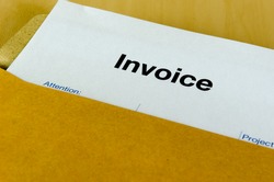 Statement of credit card in envelope featuring pay, date, and table, a ...