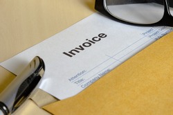 Statement of credit card in envelope featuring pay, date, and table, a ...