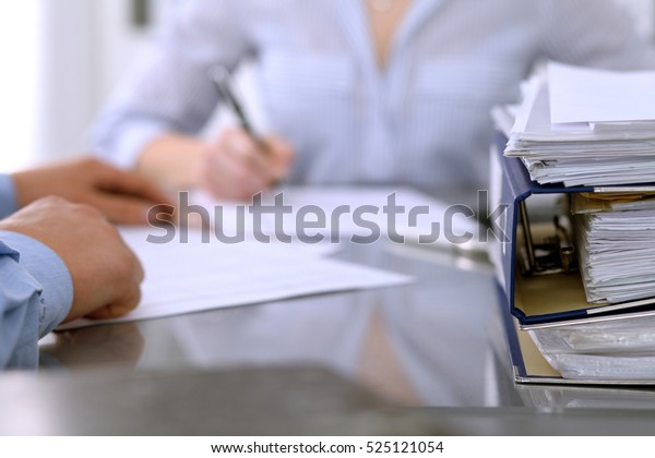Binders Papers Waiting Be Processed By Stock Photo 525121054 | Shutterstock