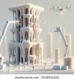 Drone Carrying Biogenic Mycelium Brick Construction AI-generated image ...