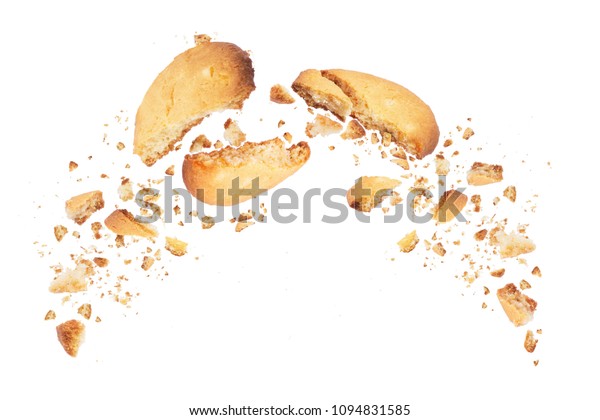 Biscuits Broken Into Two Halves Falling Stock Photo 1094831585 ...