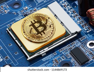 Bitcoin On Computer Processor Stock Photo 1144869173 | Shutterstock