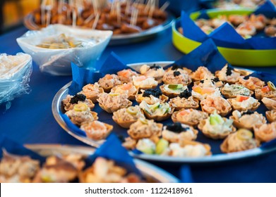 Bite Sized Snacks On Large Silver Stock Photo (Edit Now) 1122418961