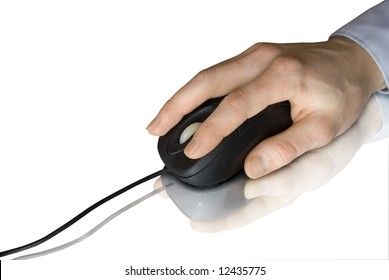Hand Holding Using Clicking Computer Mouse Stock Photo (Edit Now) 201631280