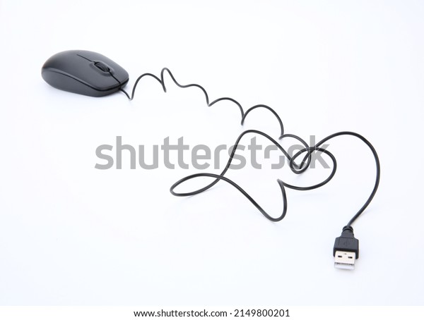 Black Computer Mouse Wire On White Stock Photo 2149800201 | Shutterstock