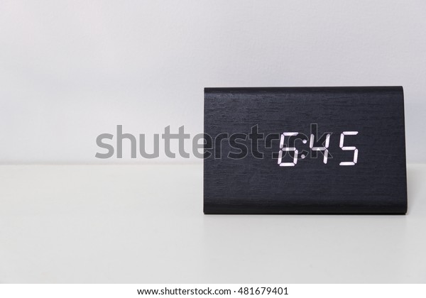 Black Digital Clock On White Background Foto stock 481679401 | Shutterstock