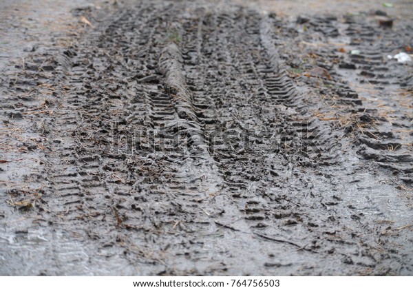 Black Mud Tread Marks Stock Photo 764756503 | Shutterstock