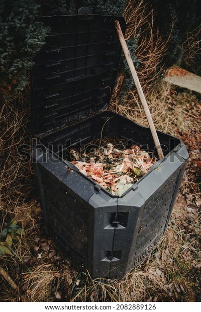 Black Plastic Composter Bin Kitchen Garden Stock Photo 2082889126 ...