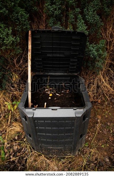 Black Plastic Composter Bin Kitchen Garden Stock Photo 2082889135 ...