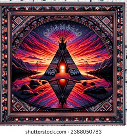 Black Teepee Mirror Reflection Pendleton Background AI-generated image ...