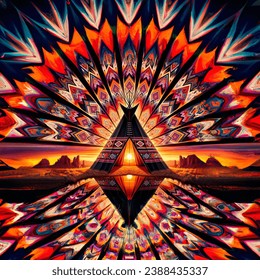 Black Teepee Mirror Reflection Pendleton Background AI-generated image ...