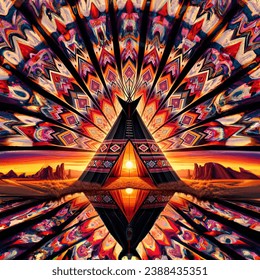 Black Teepee Mirror Reflection Pendleton Background AI-generated image ...