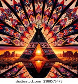 Black Teepee Mirror Reflection Pendleton Background AI-generated image ...