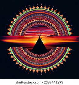 Black Teepee Mirror Reflection Pendleton Background AI-generated image ...