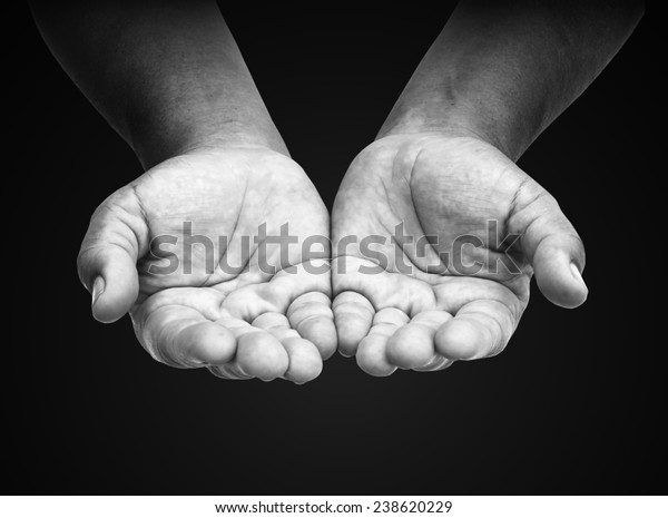 Black White Two Open Empty Hands Stock Photo (Edit Now) 238620229