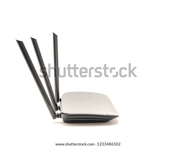 Black Wireless Router Cable Modem Isolated Stock Photo 1233486502 ...