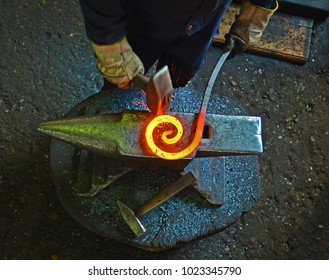 Blacksmith Processing Hot Metal Object Spiral Stock Photo 1023345790 ...