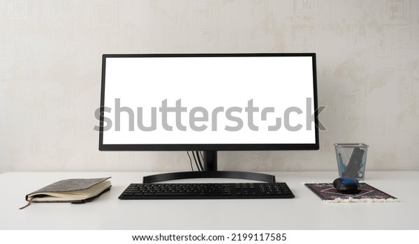 Blank Computer Screen Mockup Editable Layout Stock Photo 2199117585 ...
