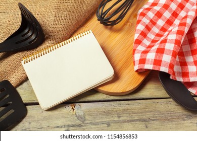 Blank Sheet Opened Notepad Kitchen Utensils Stock Photo 1154856853 ...