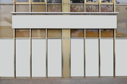 Blank billboards in a wall featuring shop, store, and front, a Business ...