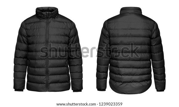 Blank Template Black Down Jacket Zipped Stock Photo (Edit Now) 1239023359