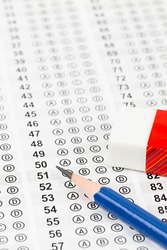 Answer sheet pencil containing academic, answer, and assessment, a ...