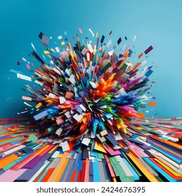 Blast Rectangular Colored Papers Intense Bright AI-generated image ...