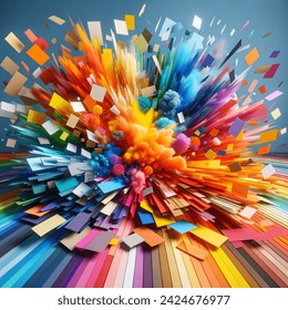 Blast Rectangular Colored Papers Intense Bright AI-generated image ...