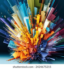 Blast Rectangular Colored Papers Intense Bright AI-generated image ...
