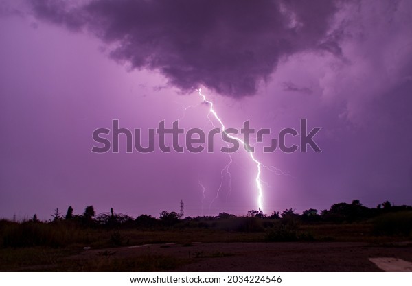 Blasting Thunder Hitting Ground Stock Photo 2034224546 | Shutterstock