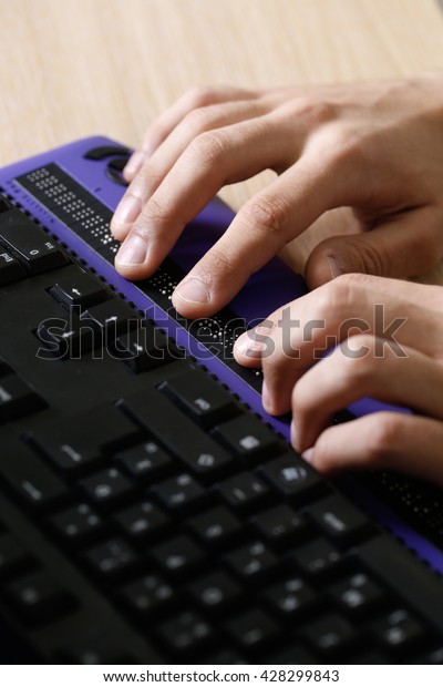 Blind Person Using Computer Braille Computer Stock Photo (Edit Now ...