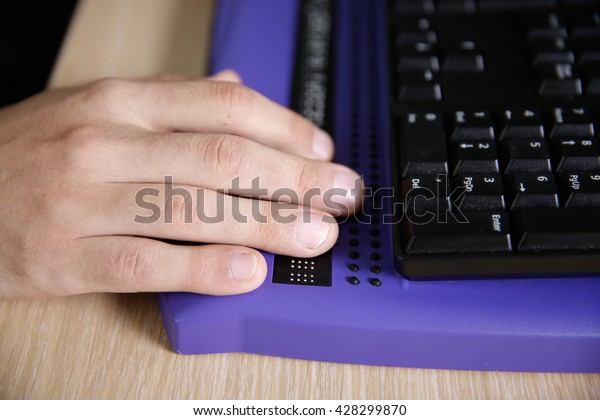 Blind Person Using Computer Braille Computer Stock Photo (Edit Now ...